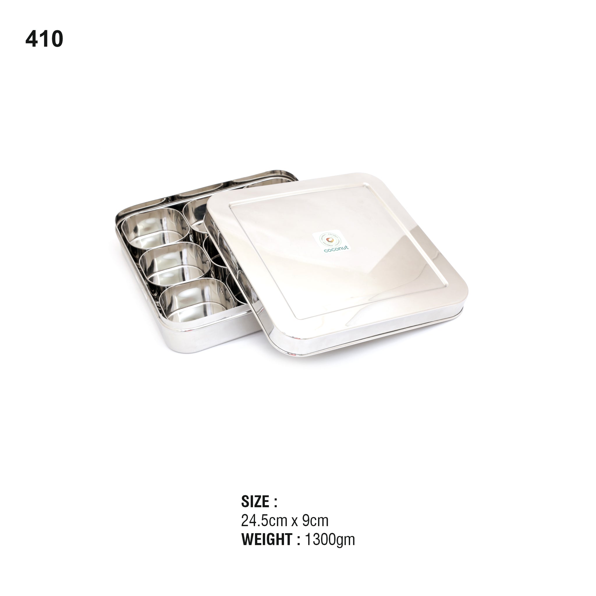 Coconut Stainless Steel Masala Box / Dry fruit box -Square Cubic SS Li ...