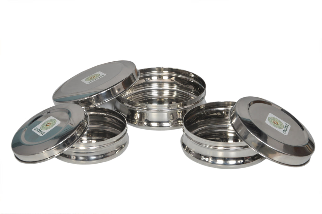 Coconut Stainless Steel Chocolate Dabba - Set of 3, Mirror Finish, Str ...