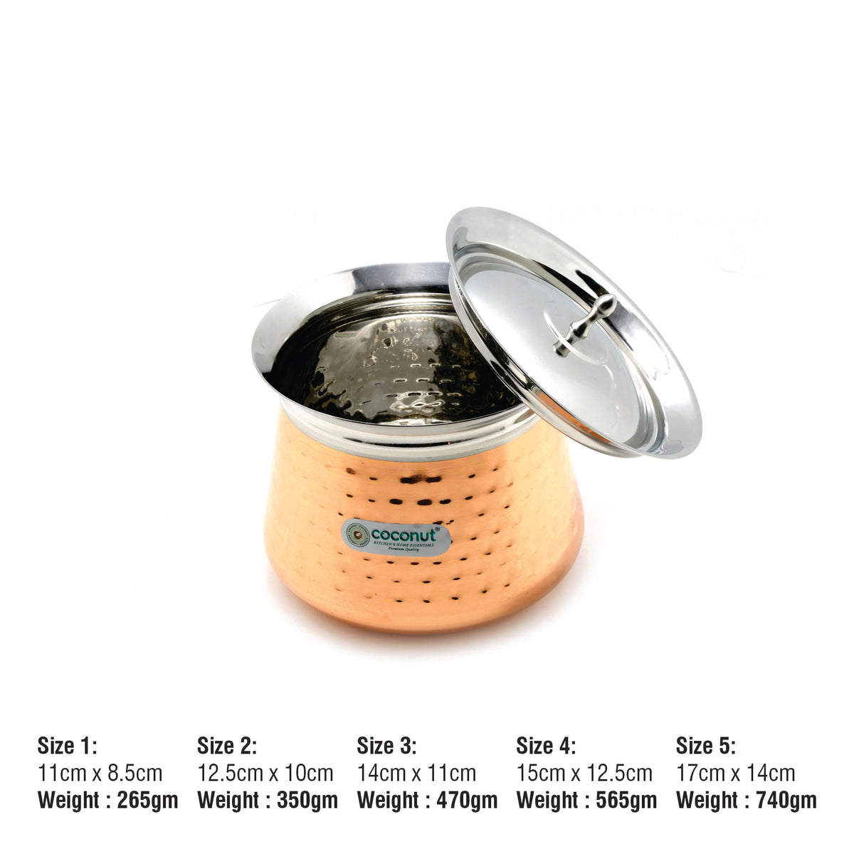 Coconut Stainless Steel - Cookware/ Athens Copper Hammered Handi With ...