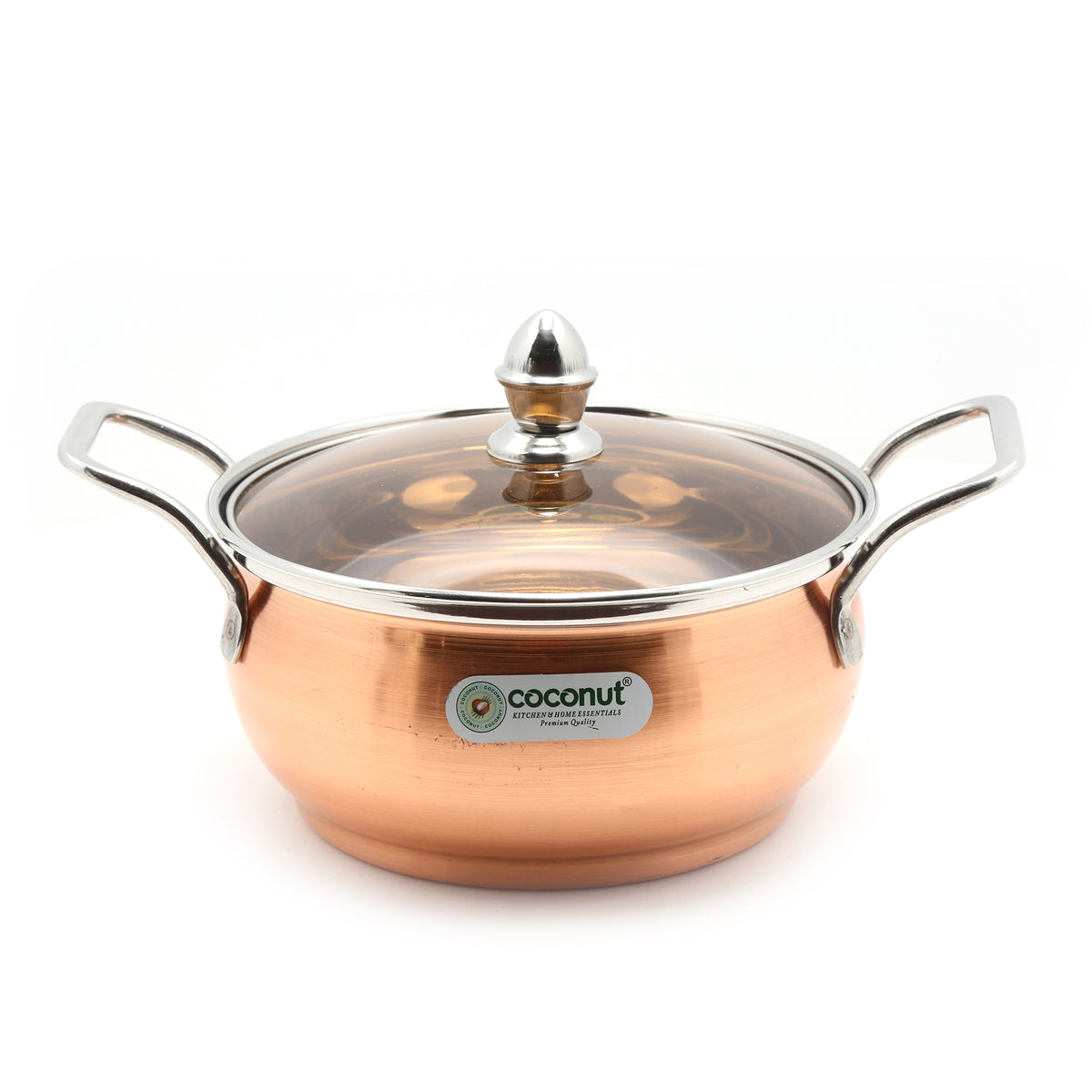 Coconut Minar Copper With Glass Lid Handi - Food Grade, Mirror Finish ...