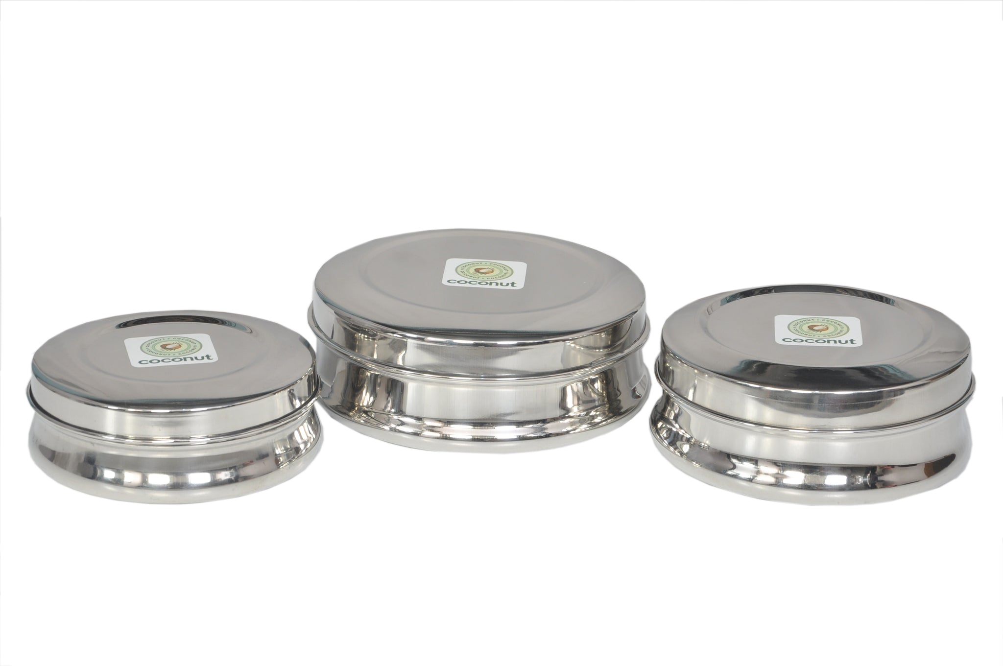 Coconut Stainless Steel Chocolate Dabba - Set of 3, Mirror Finish, Str – Coconut Store
