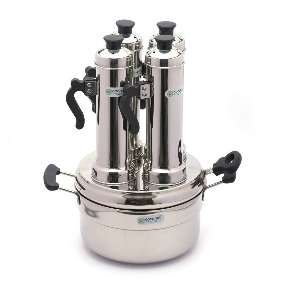 Coconut Stainless Steel Puttu Cooker With 4 Puttu Maker - 1 Unit ...