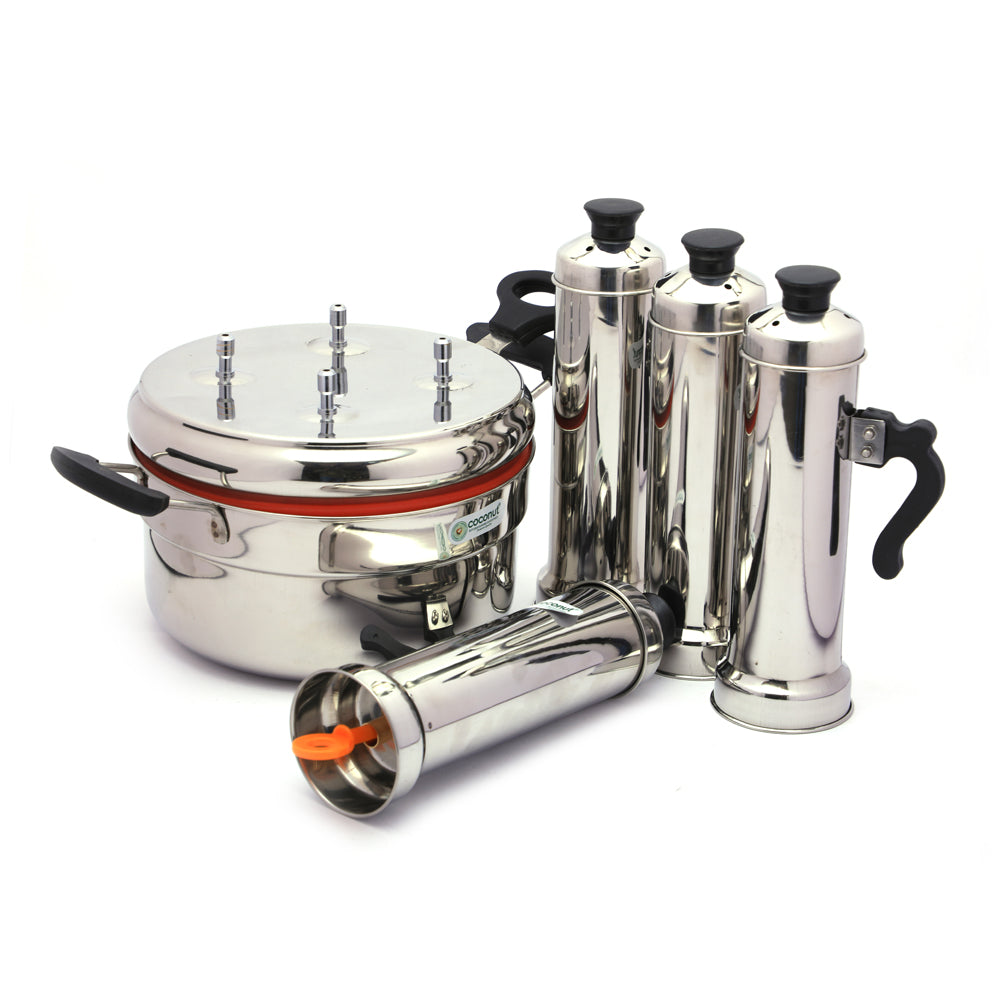Coconut Stainless Steel Puttu Cooker With 4 Puttu Maker - 1 Unit ...