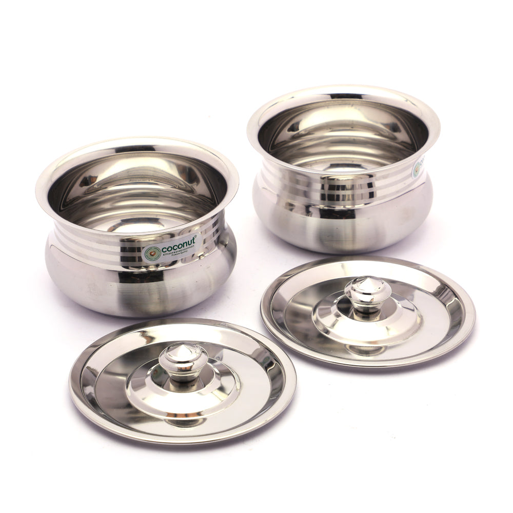 Coconut Stainless Steel Matt Finish Handi with SS Lid For Cook n Serve ...