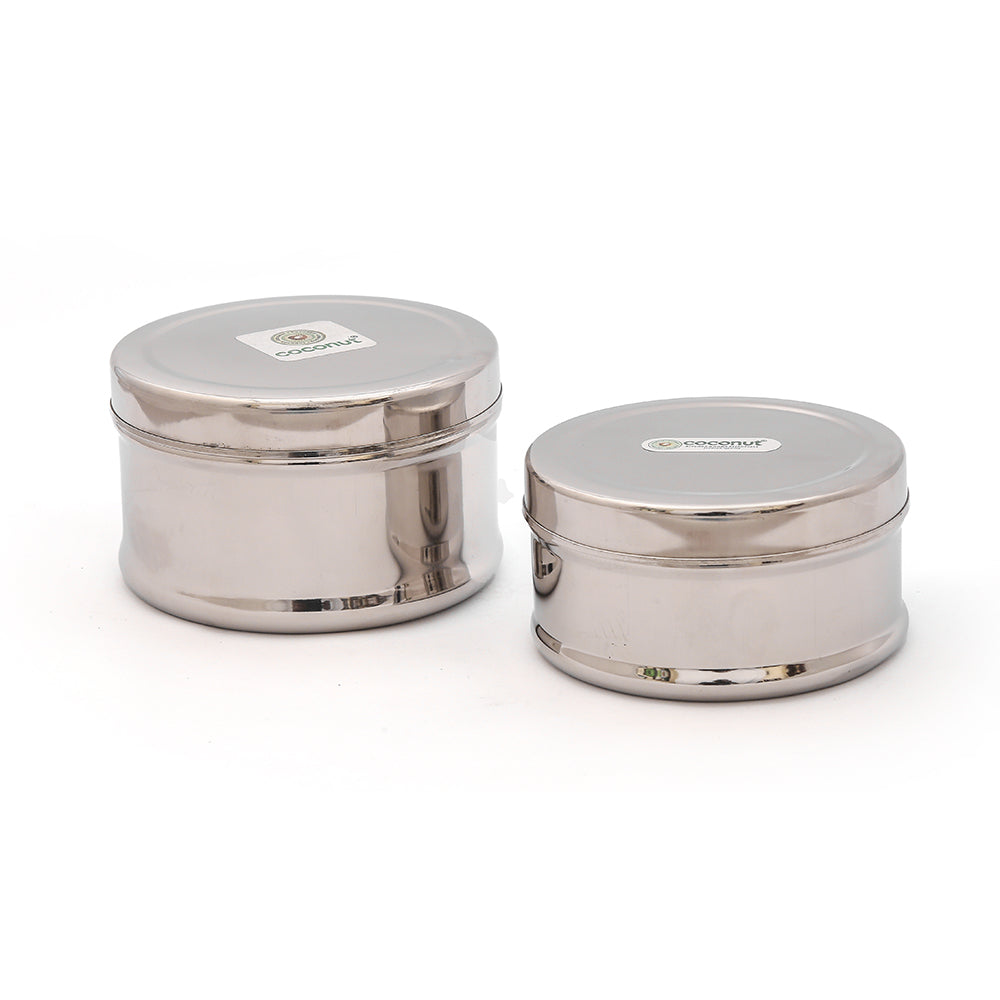 Coconut Stainless Steel Ferroro Puri Dabba with Plate - 2 Unit - (250M – Coconut Store