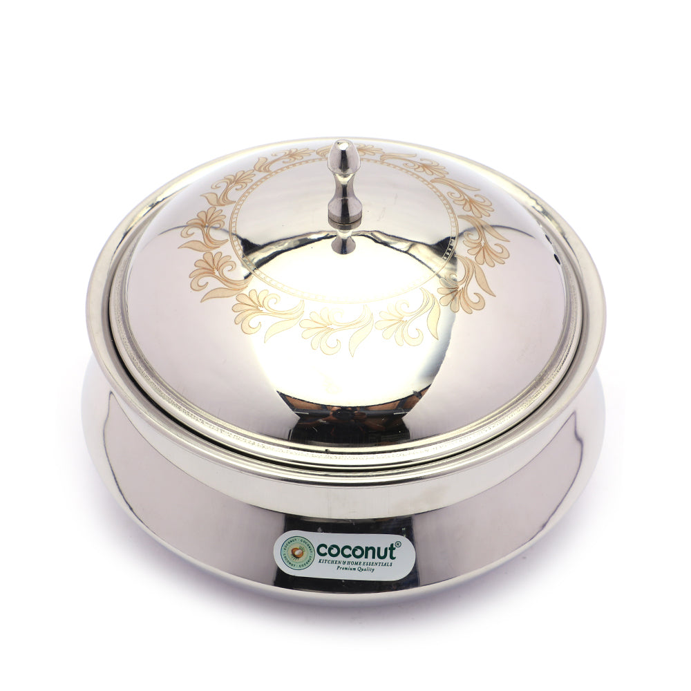 Coconut Stainless Steel Rice Handi with Laser design SS Lid For Cook n ...