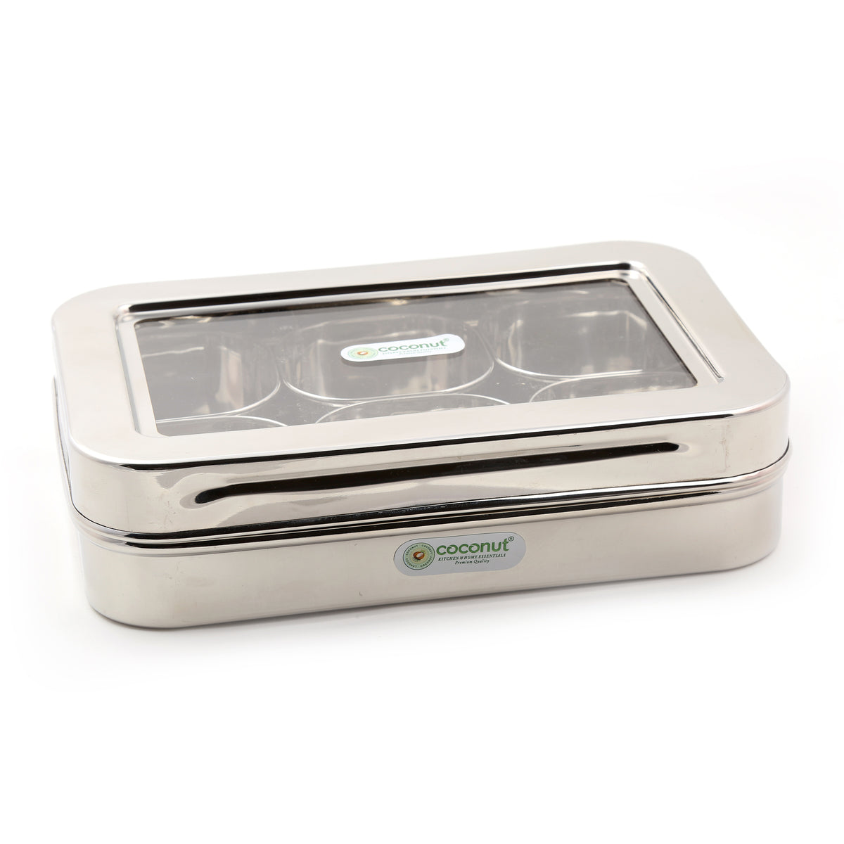 Coconut Stainless Steel Plater C-thru Masala Box - Dry fruit box / Spi ...