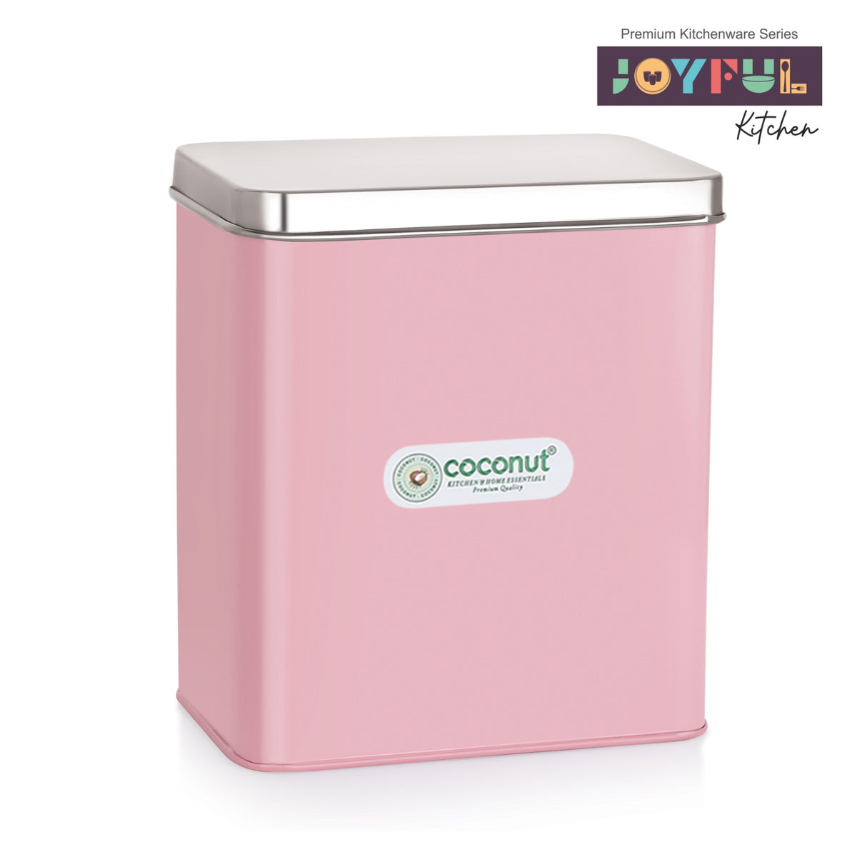 Coconut Stainless Steel Square Colorful Kitchen Canisters –Airtight, F ...