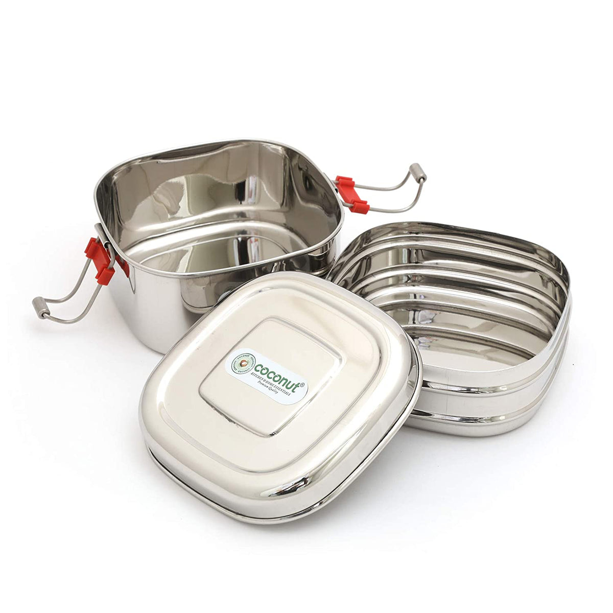 Coconut Stainless Steel Square Double Lunch Box - Tiffin Box / Dibba ...