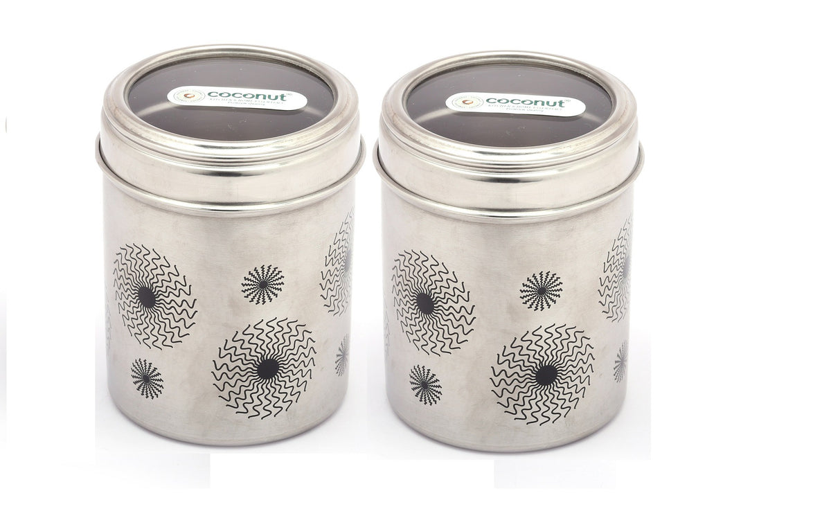 Coconut Stainless Steel Freedom Canister - Round Deep Dabba with C-thr ...