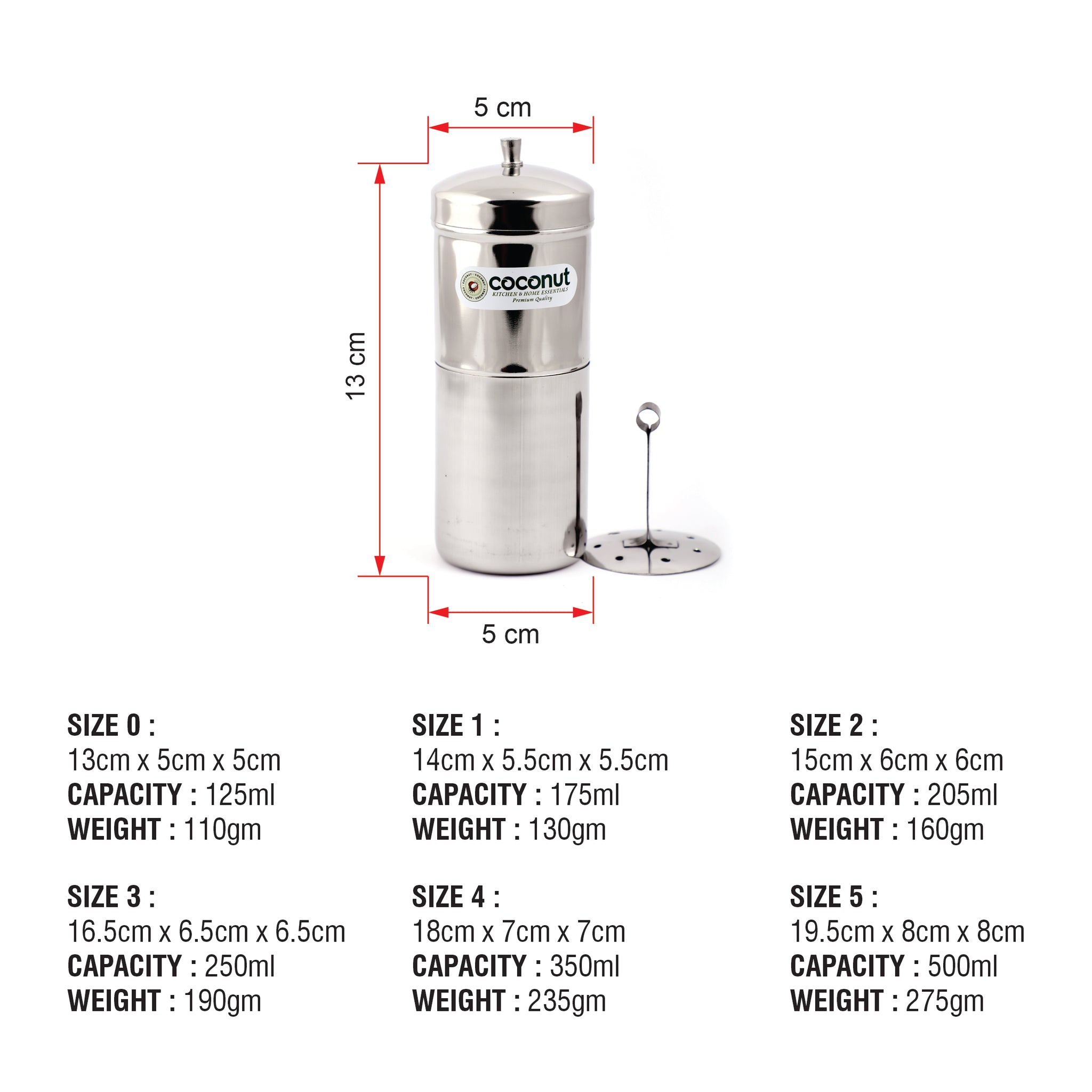 Coconut Stainless Steel Coffee Filter / Brew Filter / Decoction Maker ...