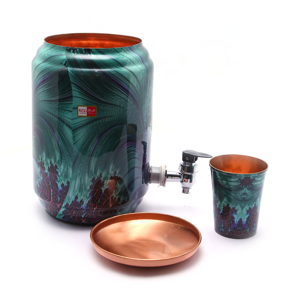 Coconut Design Copper Matka/Pot/Dispenser with stand and glass 5 litre ...