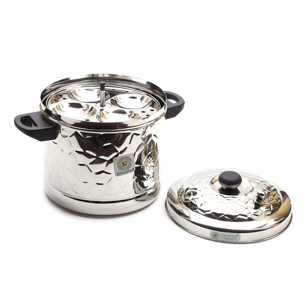 Coconut Stainless Steel - Hammered Smart Idli Cooker | 4 Plate or 6 Pl ...