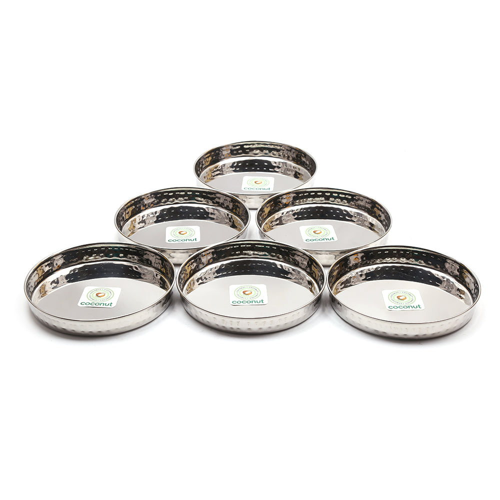 Coconut Stainless Steel Hammered Idly Plate Plate - Pack of 6 – Coconut ...