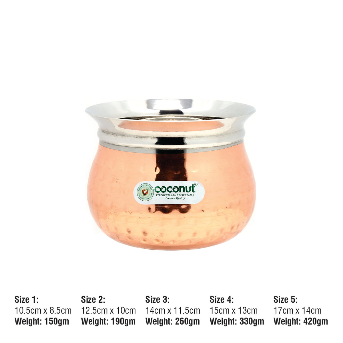 Coconut Stainless Steel - Cookware/Iveo Hammered Copper Handi -1 Unit ...