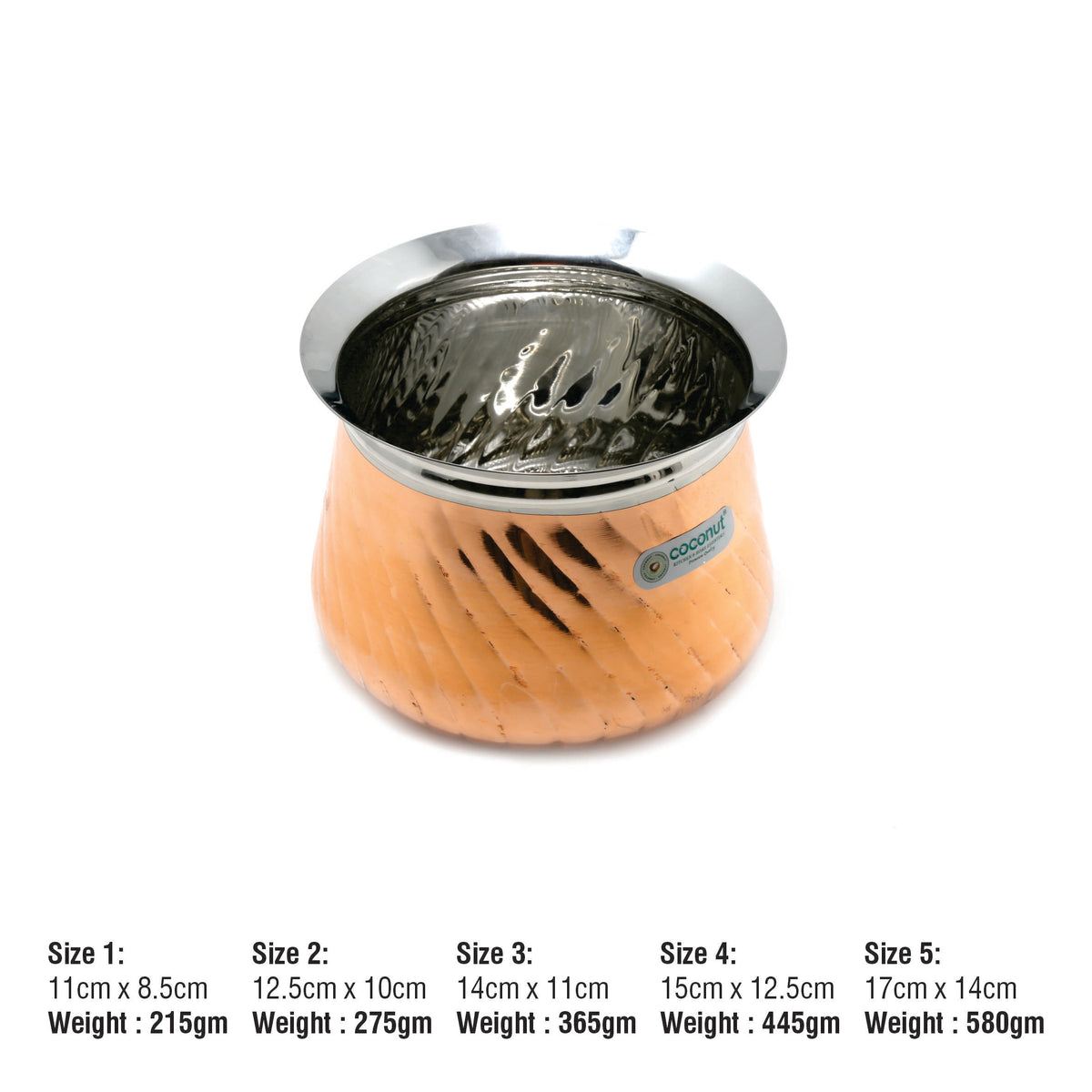 Coconut Stainless Steel - Cookware/Lucy Copper Handi -1 Unit – Coconut ...