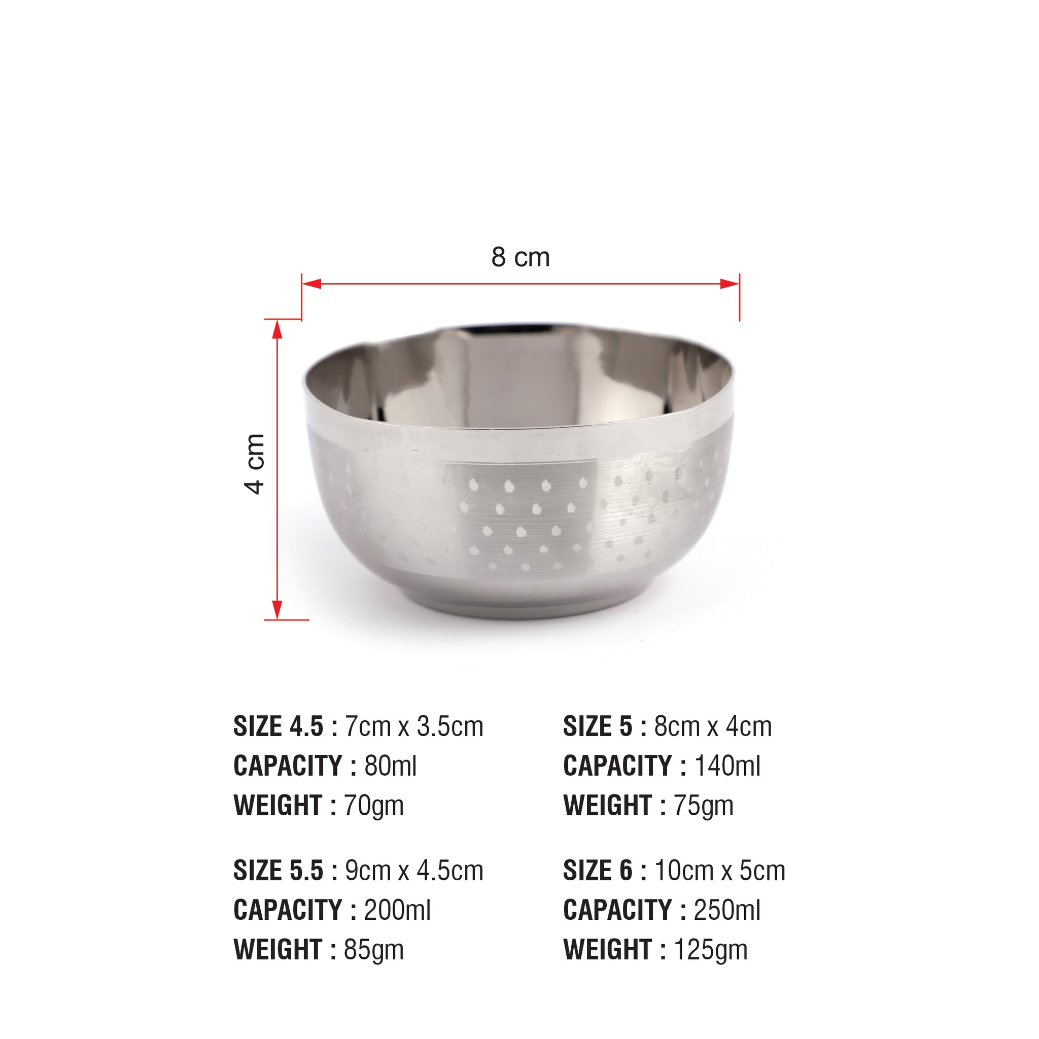 Coconut Stainless Steel Shower Design Square Bowl/Vati/ Katori - Set o ...