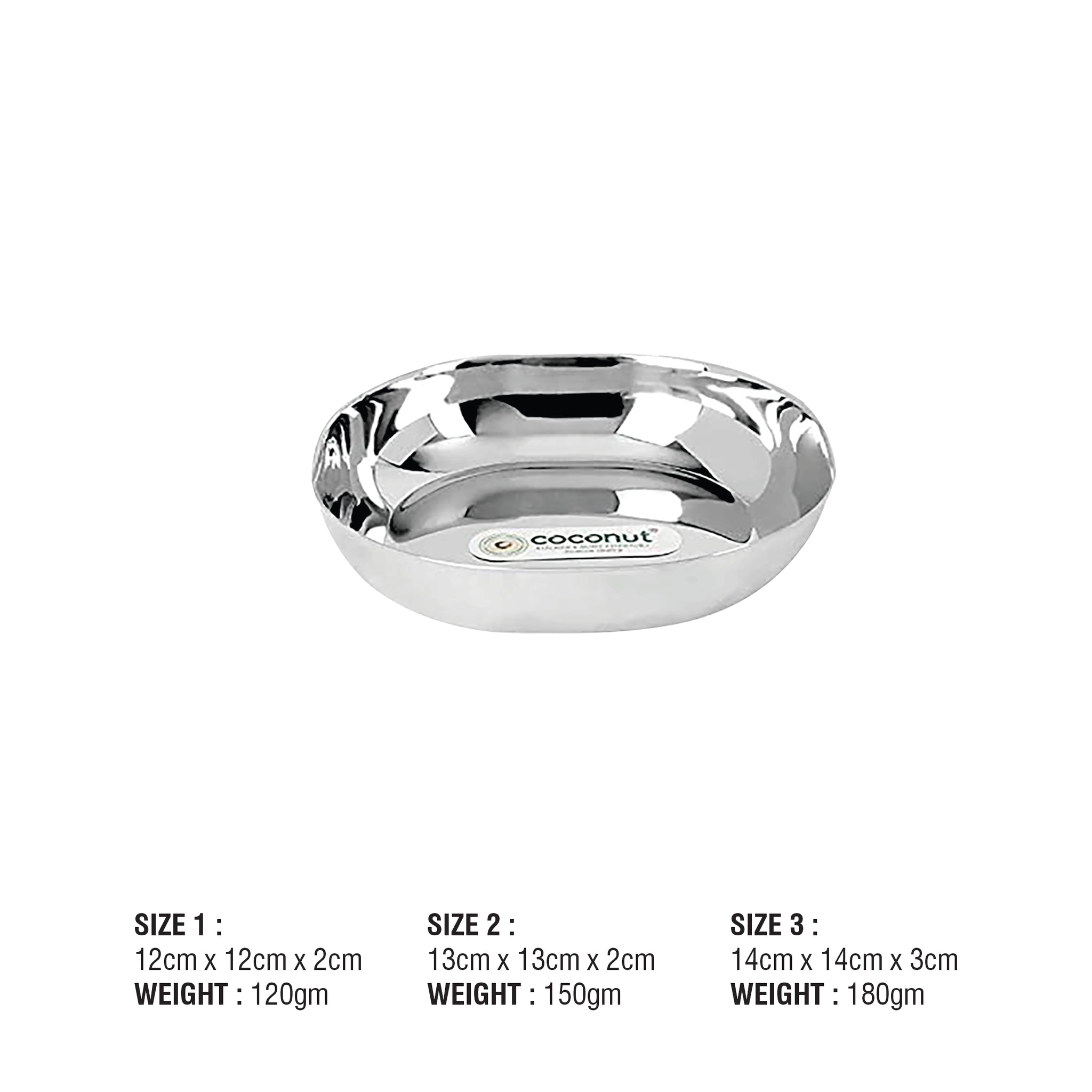 Coconut Stainless Steel Halwa Plate (Pack Of 6), Heavy Gauge, Mirror F ...