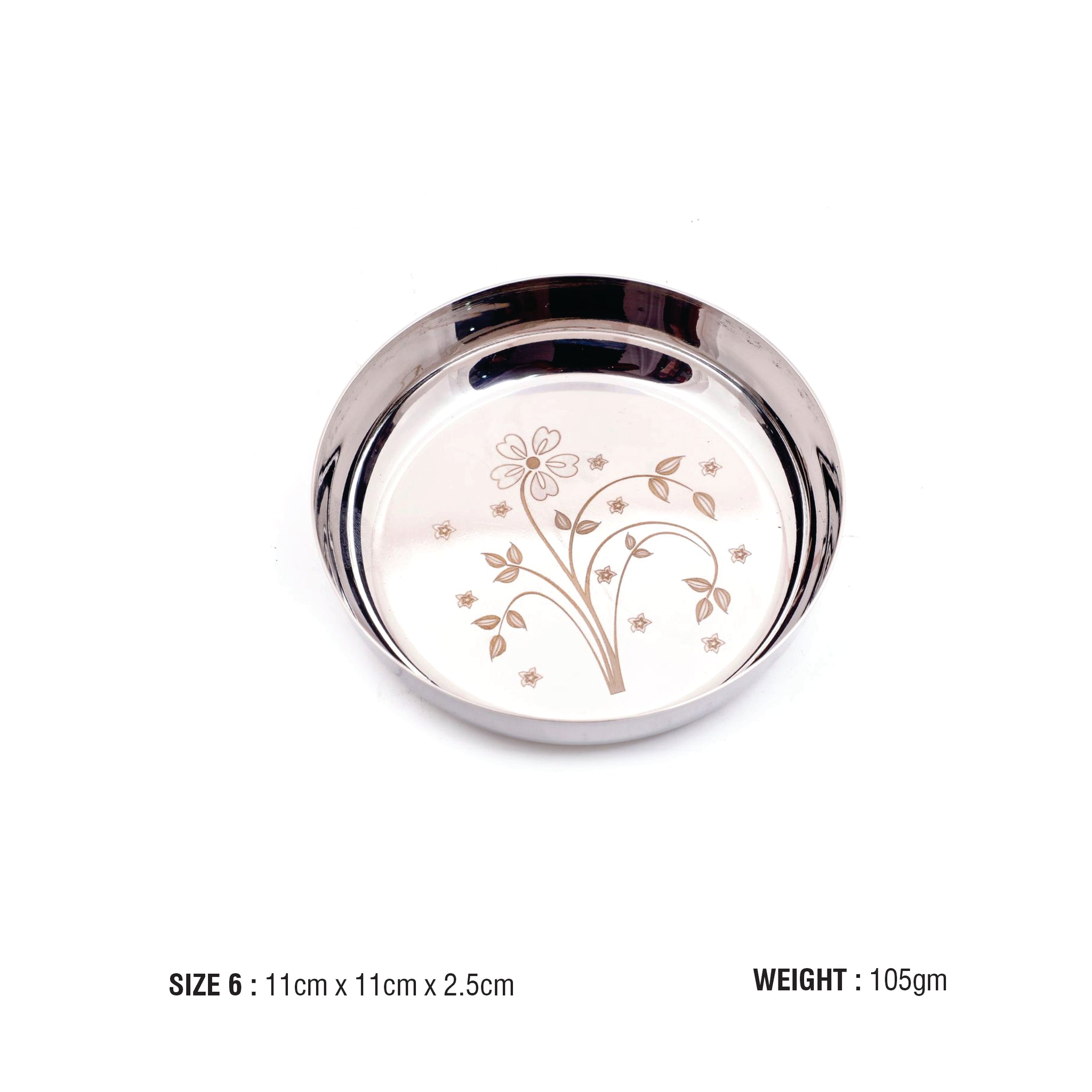 Coconut Stainless Steel Halwa Plate (Pack Of 6), Size - 11cm, Heavy Ga ...