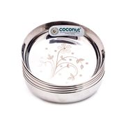 Coconut Stainless Steel Halwa Plate (Pack Of 6), Size - 11cm, Heavy Ga ...